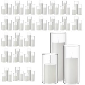 shihanee 144 pcs pillar candles and glass cylinder vases clear cylinder candle holders for slim pillar candles table decoration