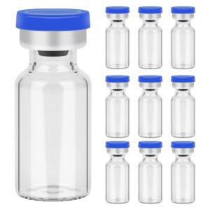 Sterile Empty Vials with Self Healing Injection Port,with Aluminum Plastic Cap，Sealed Empty Glass vials Vials (2ml 10pcs)