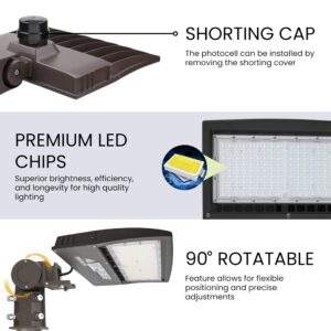 LED Street Light Fixtures - Outdoor Commercial Lights for Parking Lots, IP65 Weatherproof - UL & DLC Certified, (S-G07B - Bronze - Slip Fitter Mount, 100W (100-277V 5700K)