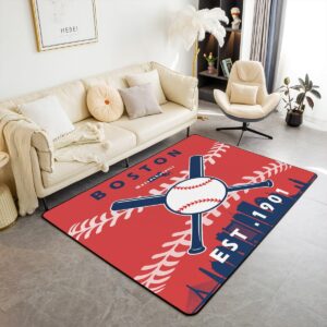 erosebridal baseball area rug for boys,kids softball rug 3x5,red black baseball player living room rug,sports game accent rug set for bedside(boston)