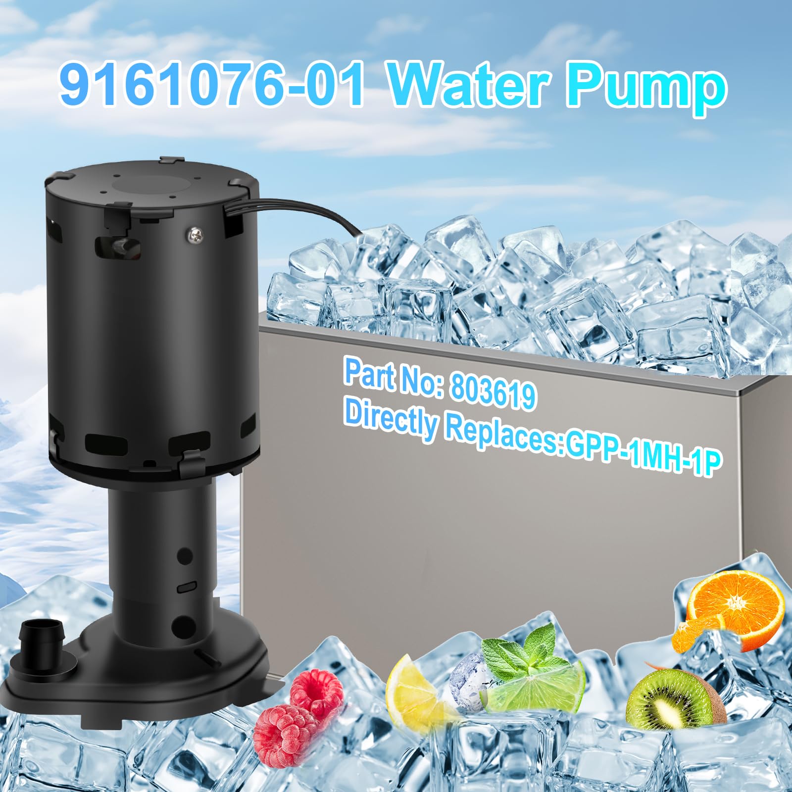 9161076-01 Water Pump 115 Volt 1550RPM ice machine Pump，Replacement ice maker water pump for GPP-1MH-1P and 803338. Compatible with ICE-O-Matic Models C20, C30, C40, EC300, ICE0250 and more