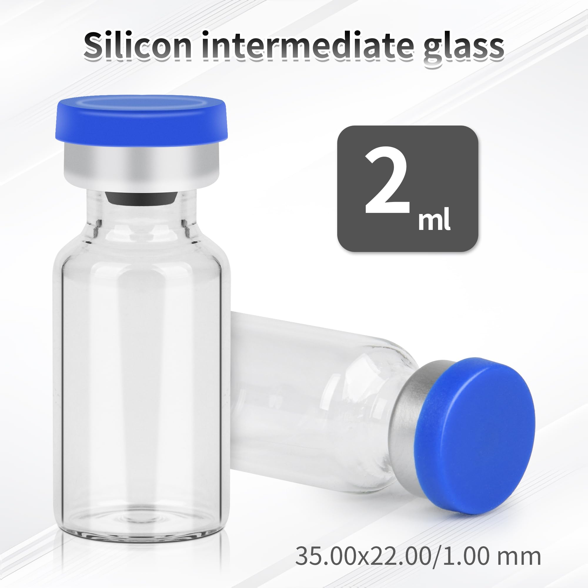 Sterile Empty Vials with Self Healing Injection Port,with Aluminum Plastic Cap，Sealed Empty Glass vials Vials (2ml 10pcs)