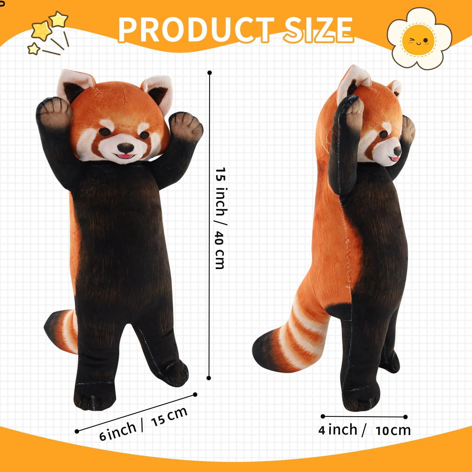 FluffyFriends 12" Red Panda Plush Pillow, Cute Plushies, Red Panda Stuffed Animal Toys, Gifts for Girls Birthday Present for Kids, Plush Toys for Ages 2-4 (Small)