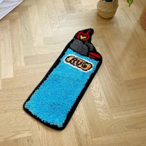 blue lighter tufted rug art rug for bedroom living room retro rainbow fluffy anti-slip bath bathroom rug nonslip mat home decor (31.5x9.4 inch)