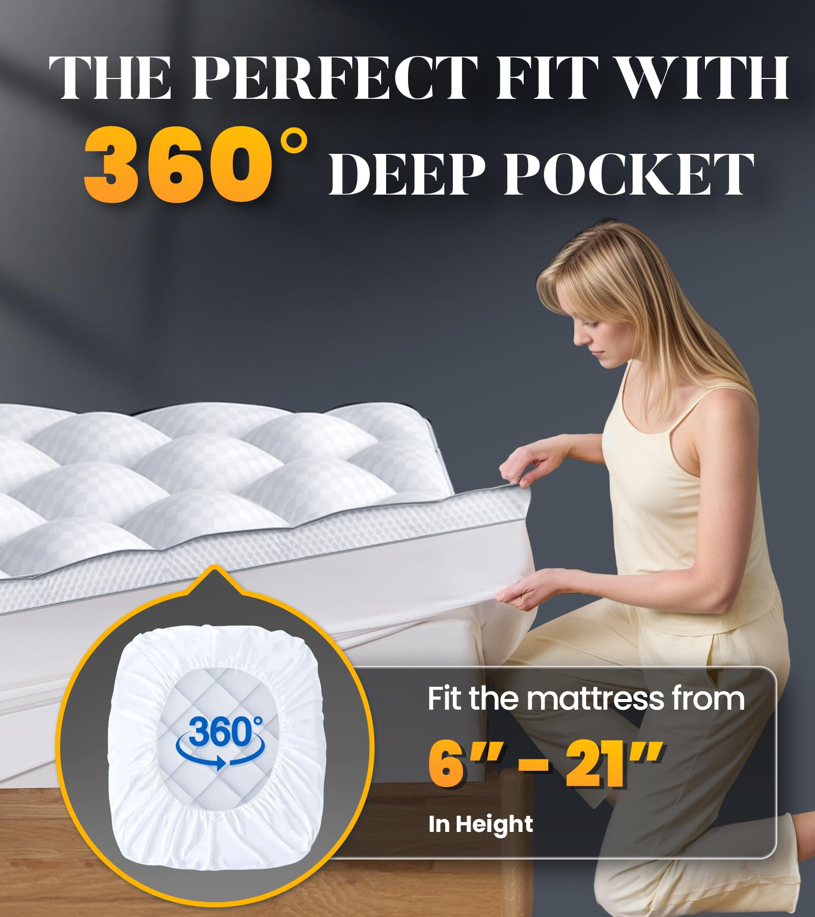 3 Inch Ultra-Fluffy Memory Foam Mattress Topper Queen for Back Pain, Extra Soft Pillow Top Queen Mattress Topper with 4X Support, Mattress Pad with Breathable Air Mesh Sides, 6-21'' Deep Pocket