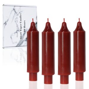 lpusa burgundy short taper candles for christmas unscented dripless candlesticks for home decor, wedding, parties and special occasions,6 inch,set of 4