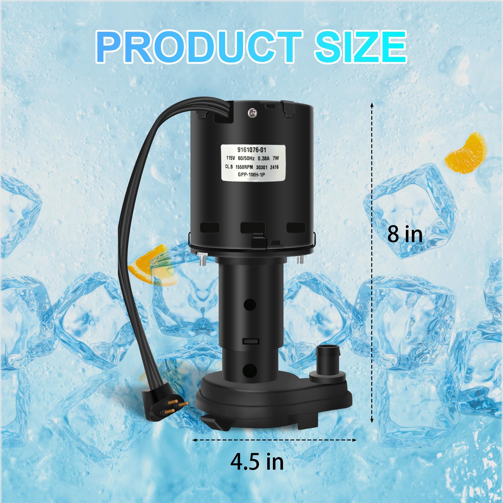 9161076-01 Water Pump 115 Volt 1550RPM ice machine Pump，Replacement ice maker water pump for GPP-1MH-1P and 803338. Compatible with ICE-O-Matic Models C20, C30, C40, EC300, ICE0250 and more