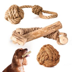 alfred & beebee eco-friendly coffee wood dog chew toy pack - for regular chewers - dog dental chew