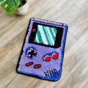 purple games console tufted rug funny childhood memories rug cute flocking carpet floor pad anti slip doormat aesthetic home pad (35.4x23.6 inch)