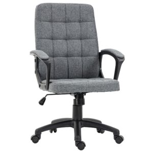 vinsetto office chair, fabric computer desk chair, swivel task chair with arms, adjustable height, swivel wheels, charcoal gray