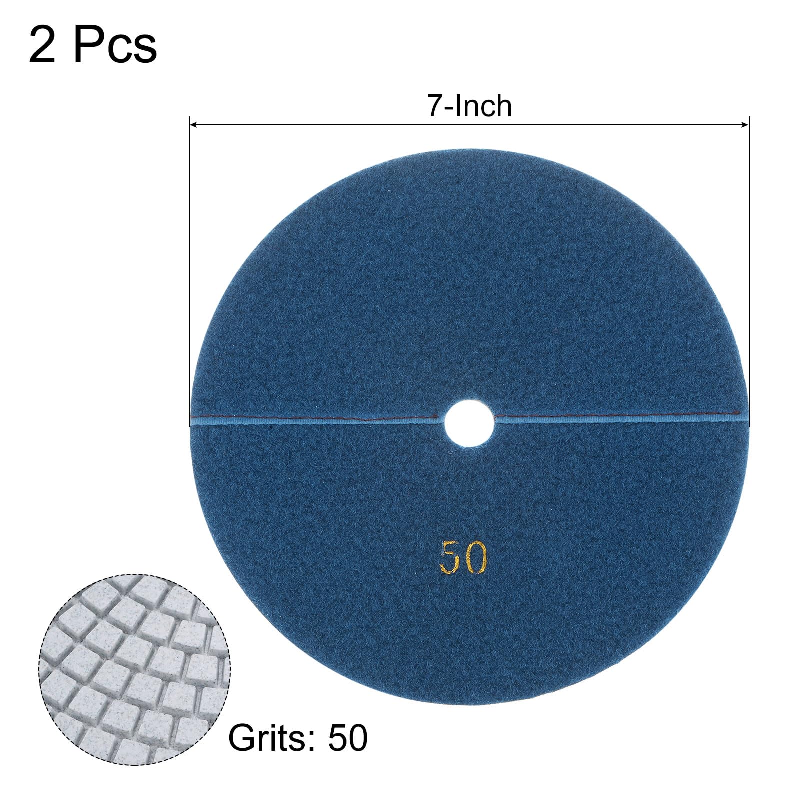 uxcell Diamond Polishing Pad 7-Inch 50 Grits Wet/Dry Grinding for Stone Concrete Marble Countertop Floor 2pcs