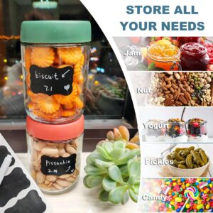 6 Pack 16oz Overnight Oats Containers with Lids Wide Mouth Mason Salad Jars Glass Food Storage Containers for Snacks Yogurt Spice Sugar Meal Prep with Stickers and Marker