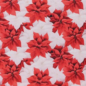 mook fabrics cotton 2024 christmas poinsettas, red/white cut by the yard