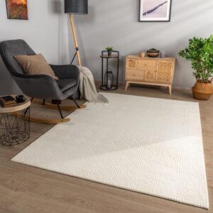 paco home area rug washable & soft with geometric pattern - cream, size: 6'7" x 9'2"