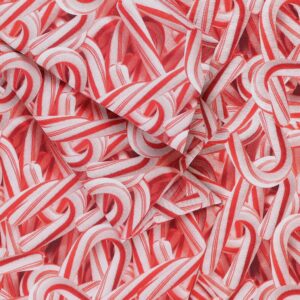 Mook Fabrics Cotton 2024 Christmas Candy Canes, Red Cut by The Yard