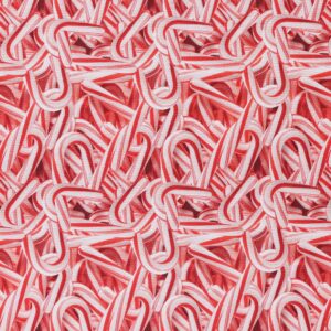 Mook Fabrics Cotton 2024 Christmas Candy Canes, Red Cut by The Yard