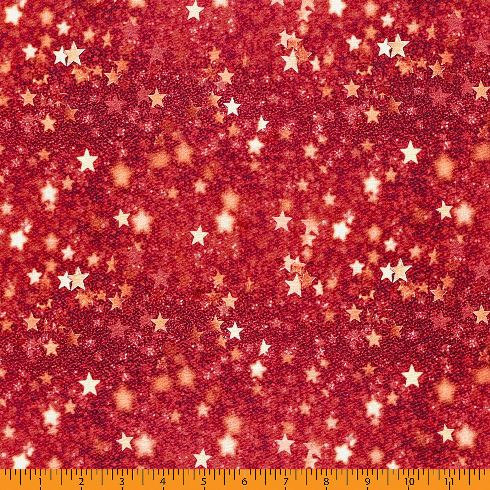 Mook Fabrics Cotton 2024 Christmas Festive Stars, Red Cut by The Yard