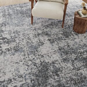 PureCozy Modern Abstract Round Area Rug 6ft Grey Circle Entryway Rug 6x6 Machine Washable Kitchen Accent Rug Indoor Low Pile Carpet Distressed Throw Rug Living Room Bedroom Office Laundry Non Slip