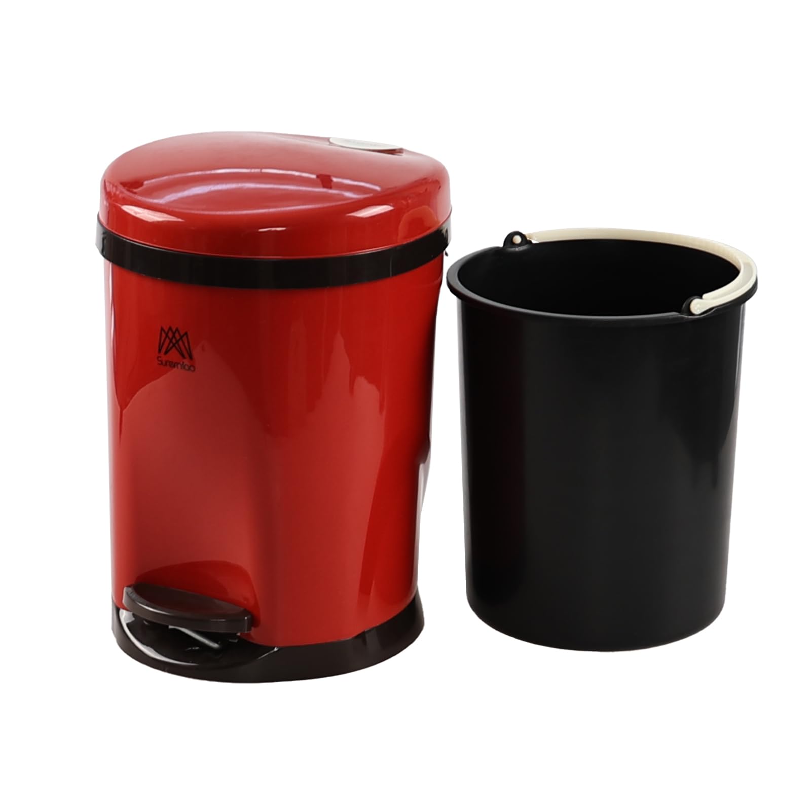 Buyitt Round Trash Can with Soft-Close Foot Pedal, 2 Gallon Waste Bin with Lid, Bathroom Step Waste Can, Red