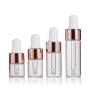 ngarhug store eye dropper bottle rose for essential oils, 4pcs of 1-5ml glass bottles with eye droppers tincture bottles, leak proof travel bottles