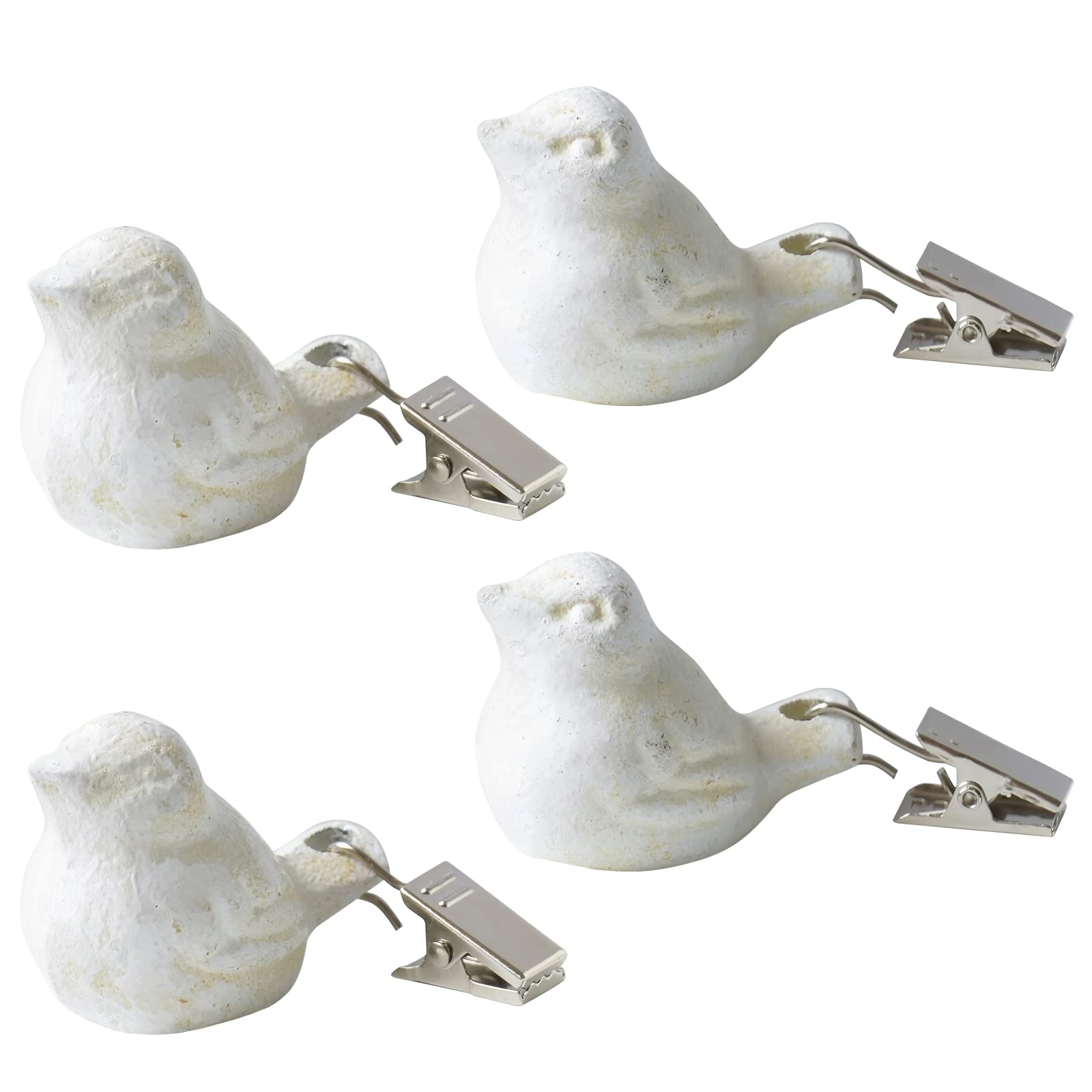 ChooseInOne Set of 4 Pieces Cast Iron Vintage Antique White Bird Heavy Pendant Clip on Hangers Tablecloth Weights Kit for Outdoor Home Garden Party Wedding Picnic Table Covers Cloth, ZBDZ-SMAL-WIT4