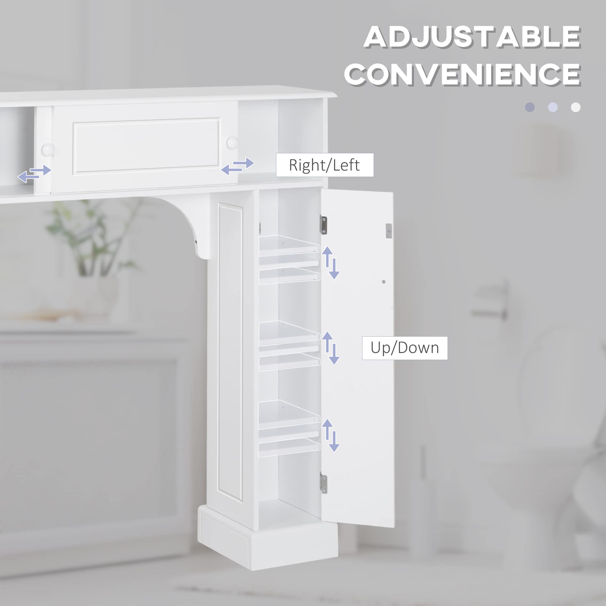 AeasyG Over The Toilet Storage Cabinet, Bathroom Shelf Organizer with Anti-Tip Device Bathroom Above Toilet Cabinet Storage Organizer Small Freestanding Space Saver with Adjustable Shelf