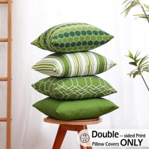 CARRIE HOME Green Outdoor Pillow Covers Waterproof 18x18 Set of 4, Lime Green Outdoor Pillows Decorative Spring Summer Throw Pillow Covers 18 x 18, Outdoor Porch Patio Decor Pillows (No Inserts)