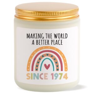 50th birthday gifts for her, 1974 happy 50th birthday gifts for women, 50 year old birthday gift ideas for wife, mom, aunt, 50th birthday decorations-50th birthday candle(vanilla buttercream scent)