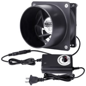 keyfanclub small axial exhaust fan, 80mm 12v dc fan with ac plug dual ball bearings air exhaust fume smoke extractor fan kit for diy soldering, 3d printer enclosure