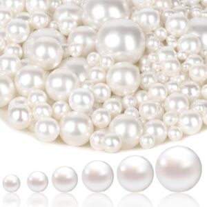 tidponra 1470pcs pearls for crafting, assorted sizes ivory no hole pearl beads,fake pearls, bulk floating pearl for decoration, vase filler and centerpieces