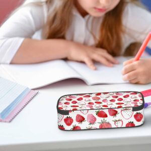 Xuwenz Strawberry Pencil Bag Abstract Watercolor Beautiful Fruit Fresh Sweet Spring Big Capacity Pencil Case Pencil Pouch Pen Bag School Students Boy Girl