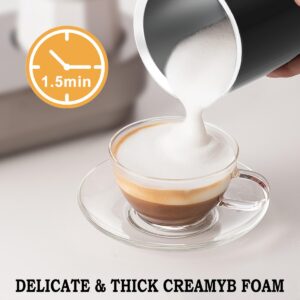 ZACME Milk Frother, 4 in 1 Electric Milk Steamer, Automatic Hot and Cold Foam Maker and Milk Warmer for Coffee, Latte, Cappuccino, Macchiato, Hot Chocolate Black