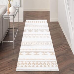 ROYHOME 2x8 Long Hallway Runner Rug Kitchen Rug Runner Moroccan Area Rug Mat Boho Farmhouse Washable Runner Rug Mat for Living Room Entryway Hallway Laundry, 2' x 8' Beige