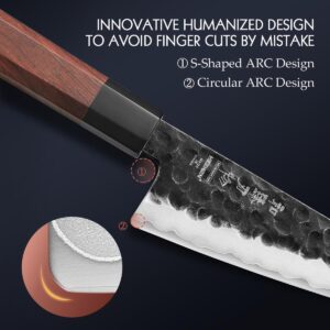 HEZHEN 5.8 inch Multi-purpose Knife,10Cr15CoMoV Steel Core,Triple-layer Composite Steel,Redwood Handle,Professional Kitchen Knife - Razor Sharp