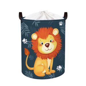 clastyle 63l large lion kid laundry hamper with handle for boy girl collapsible clothes toy storage basket with lid for bedroom bathroom nursery