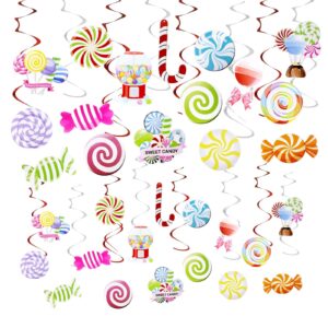 42 pcs candyland party swirls decorations colorful lollipop candy cutout hanging swirls wall ceiling hanging foil spirals sweet candy themed party decors for sweet shop baby shower party supplies