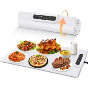 kitchen gadgets portable food warmers: roll up silicone heating mat for food - foldable electric warming tray party essentials hot plate keep food warm heating trays for parties buffet serving food