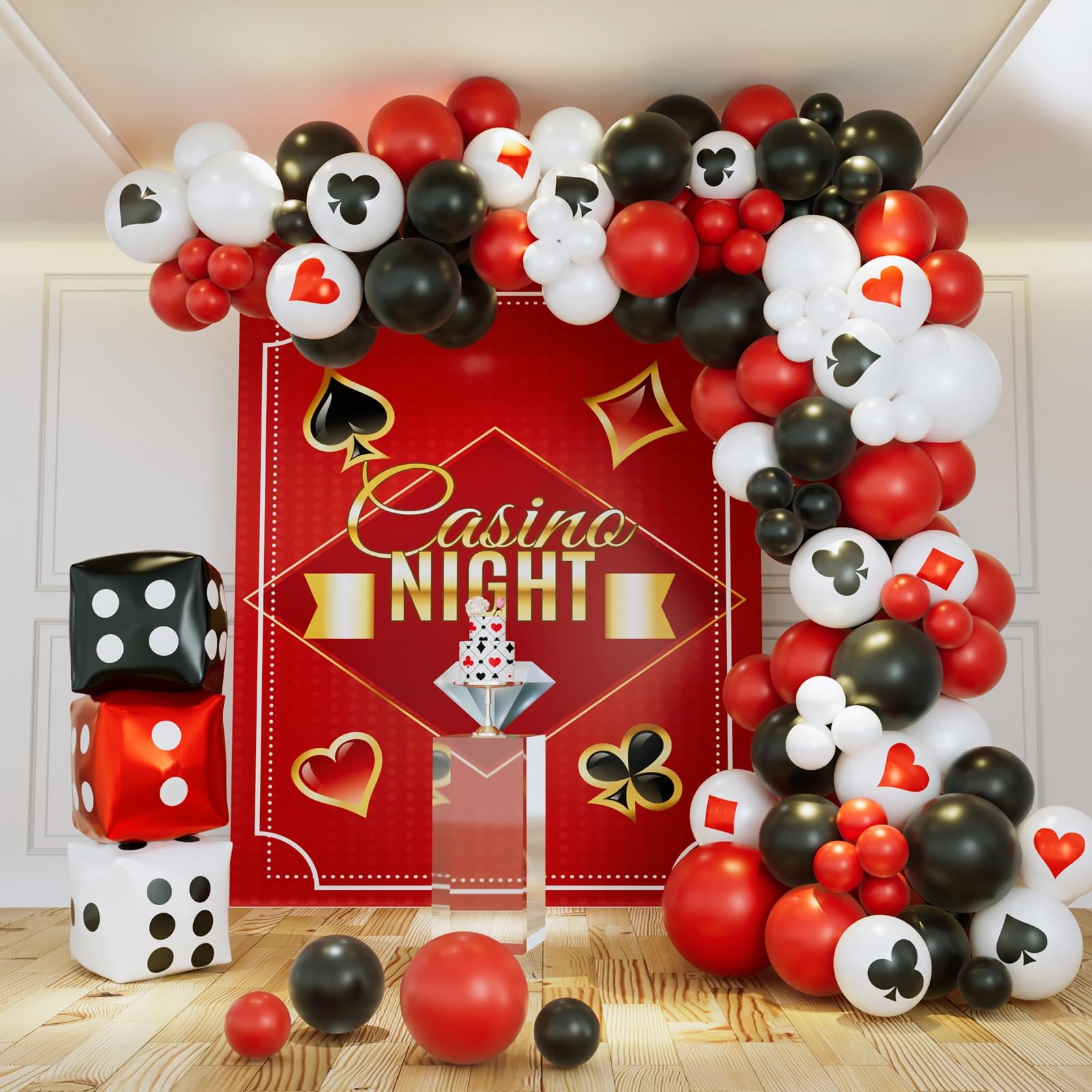 Belscebels Casino Theme Party Decorations, Red White Black Casino Balloons Garland Arch Kit, Las Vegas Themed Party Decorations, Casino Night Poker Birthday Party Decorations