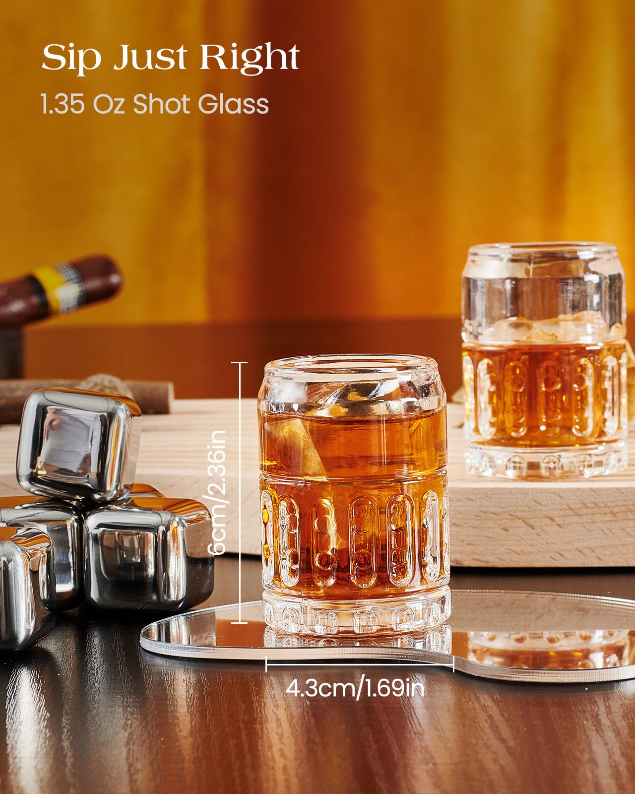 Kollea Set of 4 Shot Glasses, Flash Hider Shaped Shot Glass Set with Heavy Base, Whiskey Shot Cups for Tequila, Vodka, Spirits, Bourbon