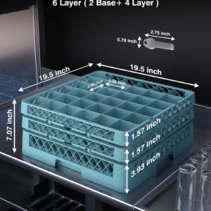 Wantjoin Glass Rack Commercial Dishwasher Racks, Drying Wine Cup Holder Storage for Bar Restaurant Kitchen, 2 Pack 36 Compartments with 2 Extenders, 2 Base and 4 Layers, 19.5 x 19.5 x 7.1 Inches, Blue