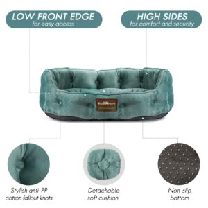 ClevaHome Cat Dog Bed for Small Pets up to 15lbs - Round Cat Beds for Indoor Cats, Machine Washable Comfortable Pet Bed for Puppy and Kitten with Non-Slip Bottom (Washed Green)