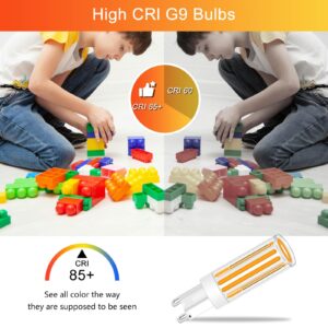 Megereet G9 LED Bulb Dimmable,75W 80W Halogen Equivalent, Warm White 2700K 8W 800LM T4 COB G9 Base LED Bulb Bi Pin Base Chandelier Lighting, No-Flicker 360°Beam Angle 120v Pack of 5