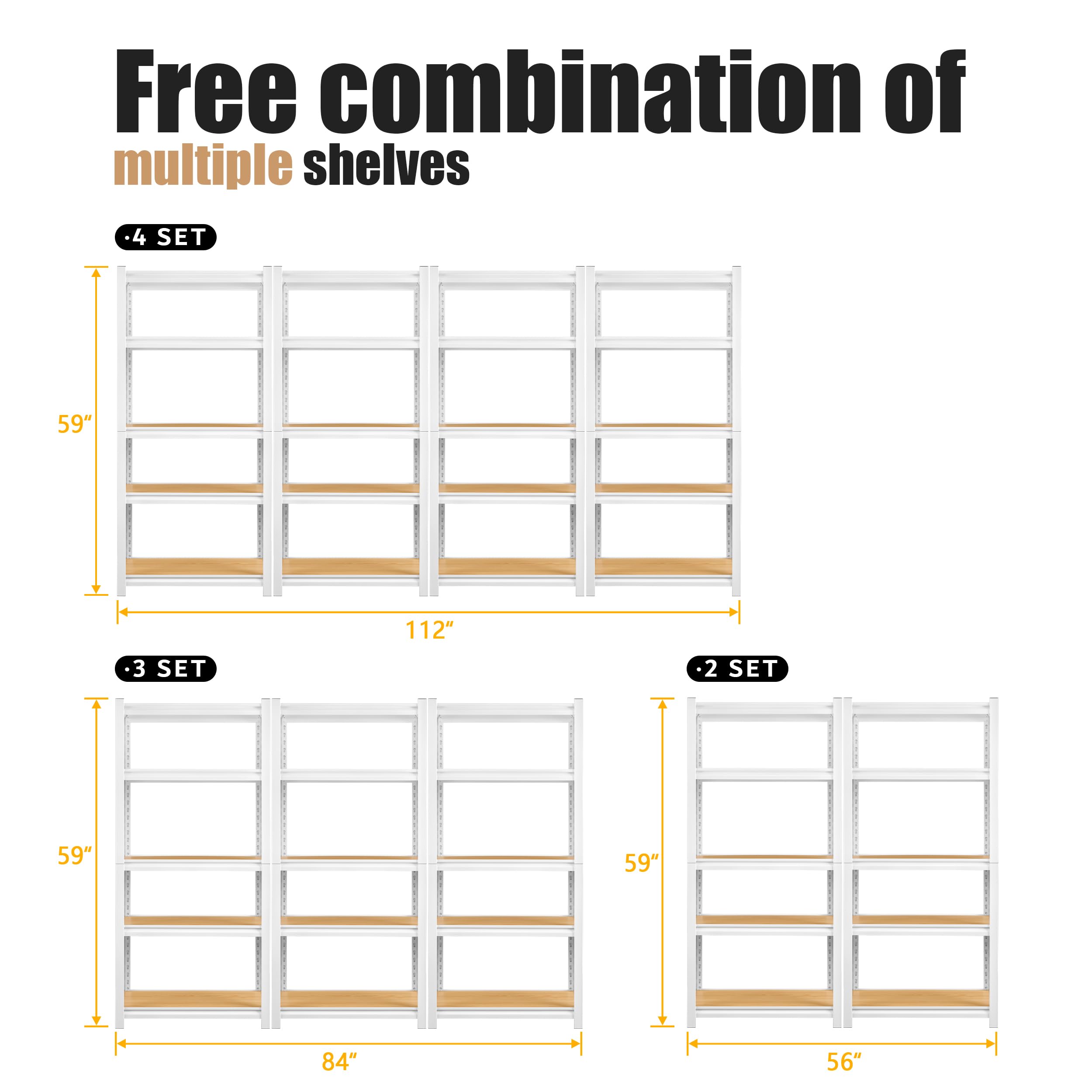 PrimeZone 28" W x 12" D x 59" H Storage Shelves, 5-Tier Adjustable Storage Utility Rack, Heavy Duty Metal Shelving Unit Organization Shelf for Kitchen Pantry Closet Garage Warehouse, White