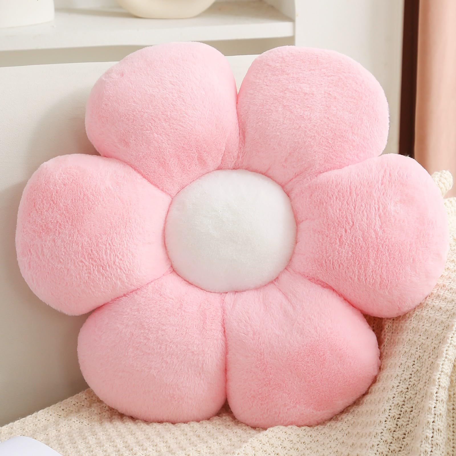 CANGHI Flower Pillows Flower Shaped Throw Pillow Cute Daisy Flower Pillows Flower Seating Cushions for Adults Kids Home Bedroom Sofa Chair Couch Decor (Pink, 15.74 inch)