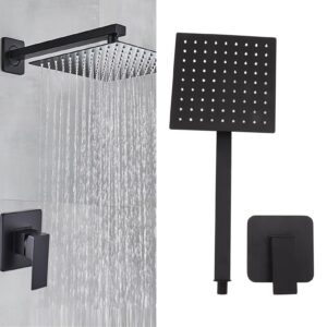 topyond bathtub faucet set,shower system,rain shower kit square single handle in wall waterfall shower head kit for bathroom home black