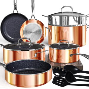 Deluxe DUXANO 14PC Healthy Pots and Pan With 9H Anti-scratch Coating, 2-Layer Non-Stick Ceramic&PFAS Free, Sensitively&Evenly Induction Cooking, Enhanced Flavor with Infrared Cookware, Dishwasher Safe