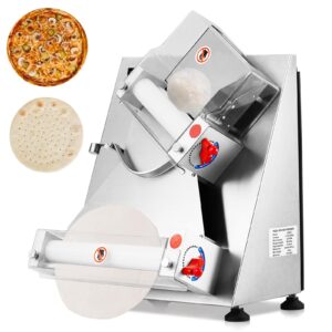 pizza dough roller sheeter, max 12" automatic commercial dough roller sheeter, 370w electric pizza dough roller stainless steel, suitable for noodle pizza bread and pasta maker equipment