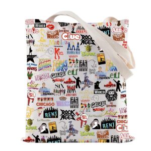 zjxhpo broadway musical tote bag theater reusable grocery tote bag broadway musical lover gift broadway shoulder bag (b musical tote)