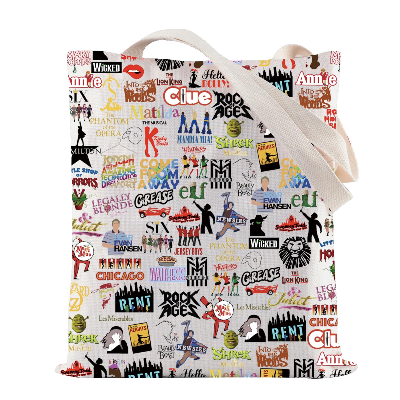 ZJXHPO Broadway Musical Tote Bag Theater Reusable Grocery Tote Bag Broadway Musical Lover Gift Broadway Shoulder Bag (B Musical Tote)