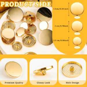 Ouligay 18pcs Metal Flat Button Gold Buttons for Blazers Golden Coat Buttons Round Shaped Sewing Button for Suit Coat Shirt Jackets Craft 15mm 20mm 25mm